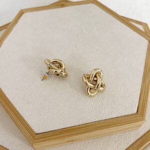 Obidos 14K Gold Plated Love Knot Stud Earrings | Gold Earrings for Women