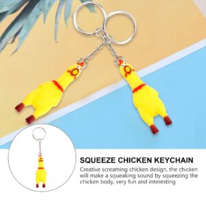 3 Pack Screaming Chicken Keychain, Mini Rubber Squeeze Screaming Chicken Toy Pendant Keychain for Bags Keys