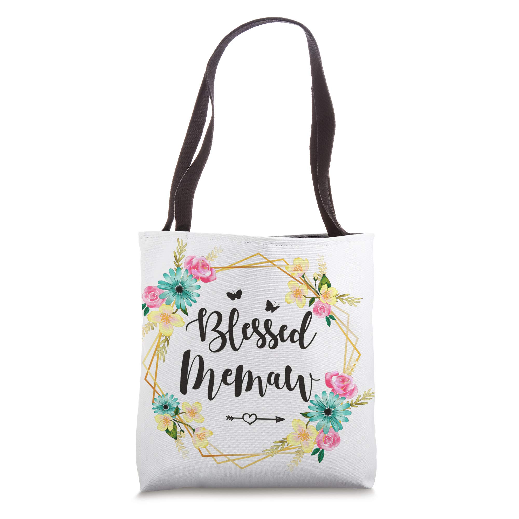 Womens Blessed Memaw Cute Flower Memaw Gift Tote Bag