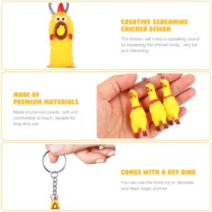 3 Pack Screaming Chicken Keychain, Mini Rubber Squeeze Screaming Chicken Toy Pendant Keychain for Bags Keys