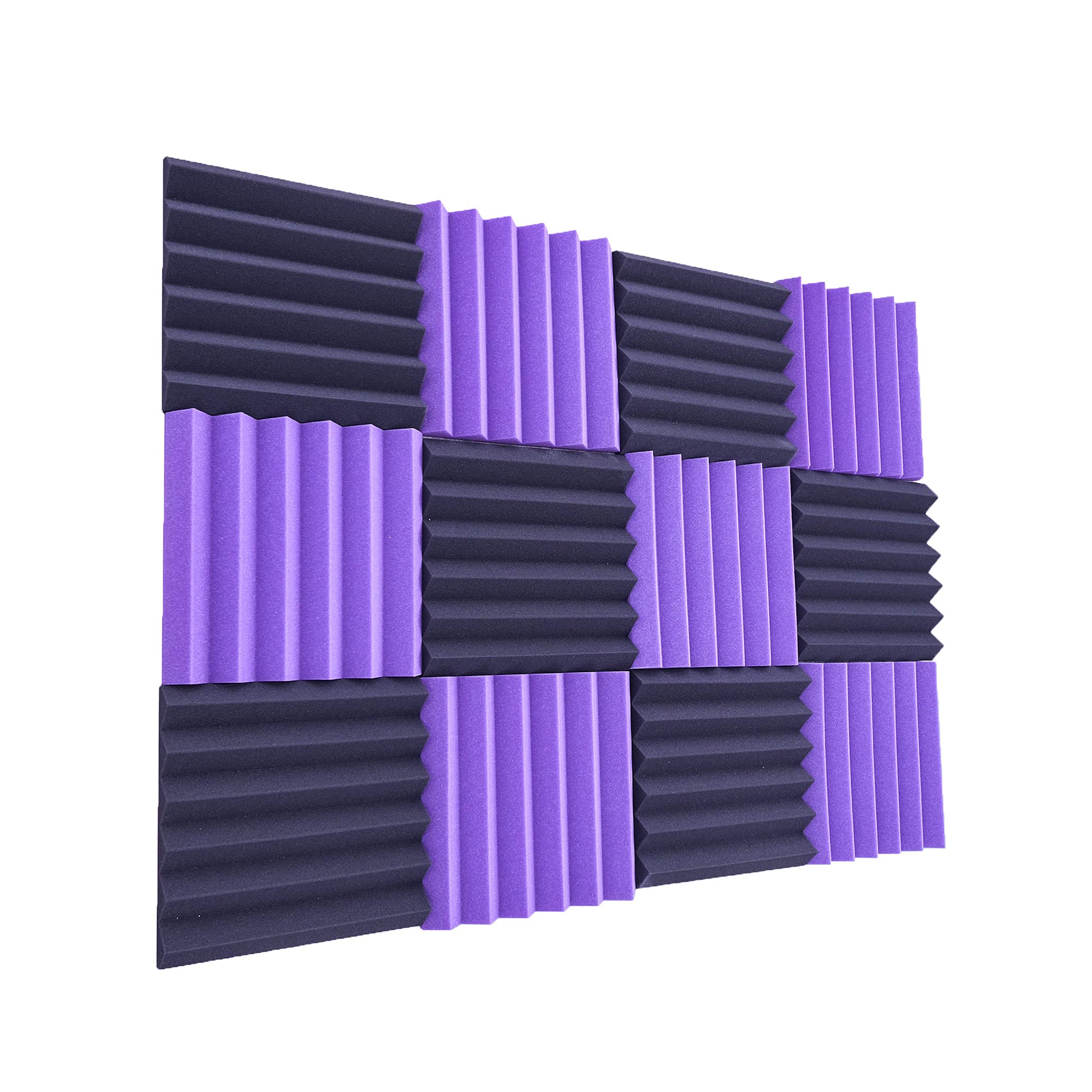 KTOESHEO 24 Pack Acoustic Panels,2" x 12" x 12"Sound Proof Foam Panels for Wall,Fireproof Absorbing Noise Cancelling Panels,to Absorb Noise and Eliminate Echoes. (12 purple+12 black)