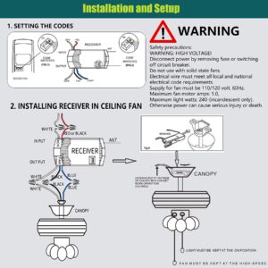 Universal Ceiling Fan Remote Control and Receiver Kit, Replacement of Hunter, Hampton Bay, Harbor Breeze, 3-Speed, Light Dimmer, Replace for Fan-HD, UC7078T, HD5, CHQ7078T