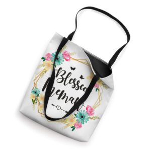 Womens Blessed Memaw Cute Flower Memaw Gift Tote Bag