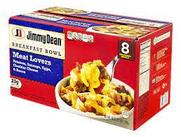 Gourmet Kitchn Jimmy Dean Meat Lovers Breakfast Bowls - 3 Boxes (8 Bowls Each, 24 Bowls Total) - Potatoes, Sausage, Eggs, Cheddar Cheese and Bacon - Frozen Meal