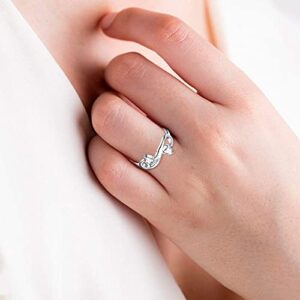 STARCHENIE Women's Infinity Promise Ring 925 Sterling Silver Angel Wing Feather Heart Ring Size 7