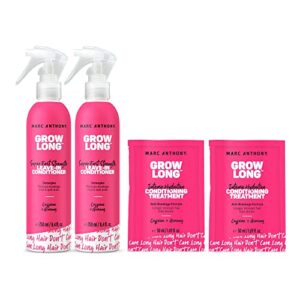 marc anthony grow long hair treatment bundle - 2 leave in conditioner sprays & 2 travel hair mask, red tea scent, paraben-phthalate-sulfate-free, anti-frizz & nourishing formula for dry & damaged hair