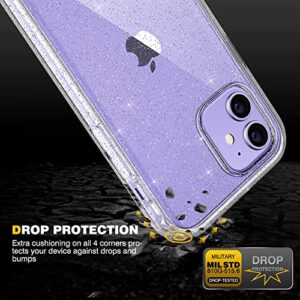 Diaclara Designed for iPhone 12/12 Pro Case, Full Body Rugged Case with Built-in Touch Sensitive Anti-Scratch Screen Protector, Soft TPU Bumper Case for iPhone 12/12 Pro 6.1" (Clear Glitter)