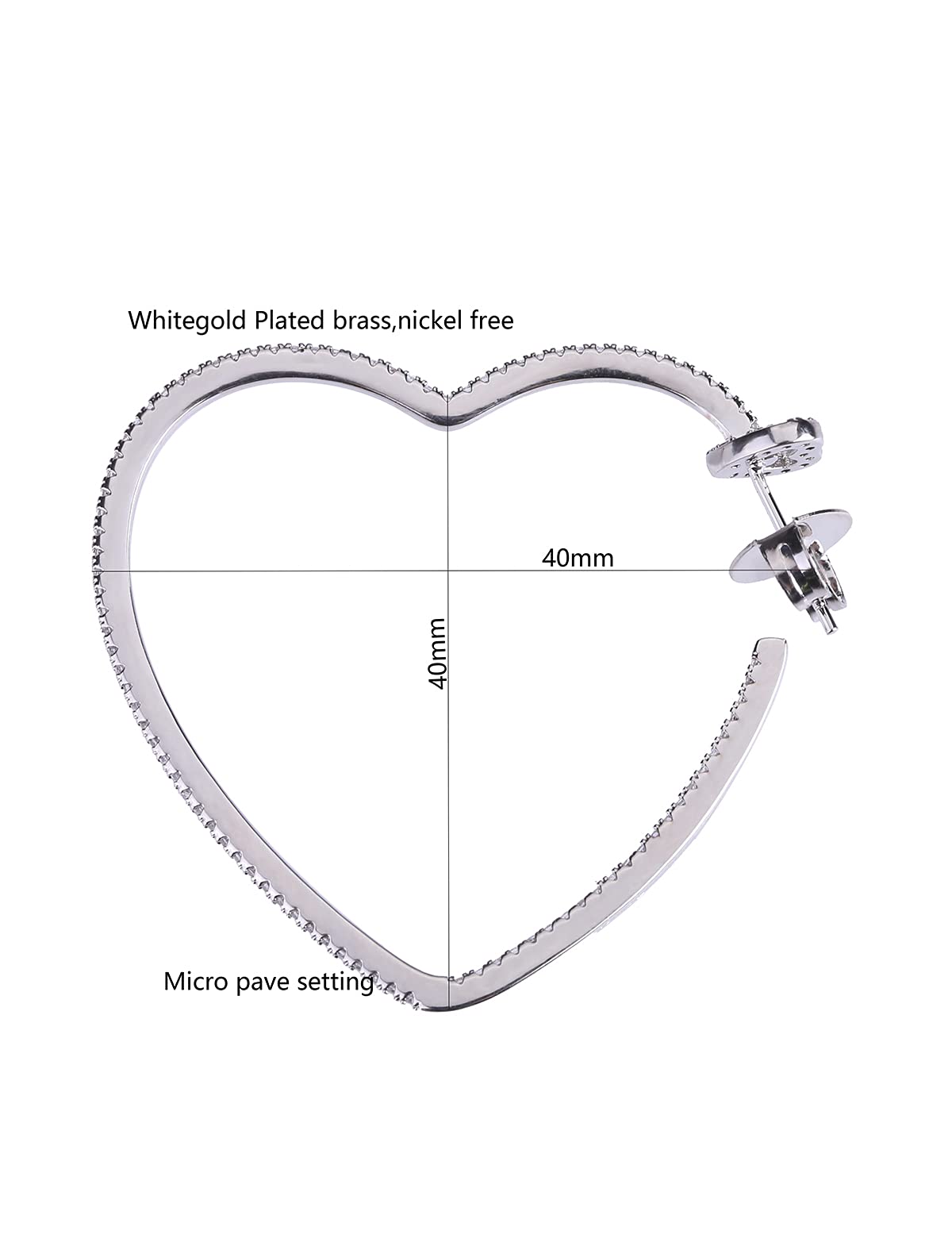 CEYIYA Heart Hoop Earrings - CZ Heart Hoop Earrings in Gold/White Gold for Women - Heart Earrings CZ Paved