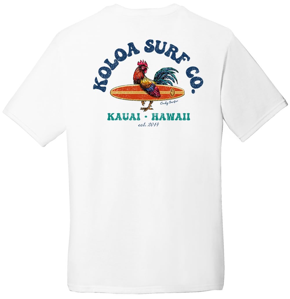 Koloa Surf Company Men's Cocky Surfer Logo Lightweight Triblend Tee-2XL-White/c