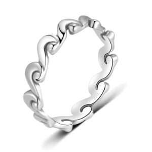 boruo 925 sterling silver ring, wave hawaiian ring comfort fit band size 6