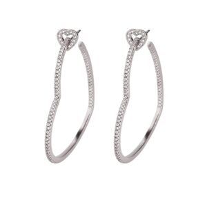 CEYIYA Heart Hoop Earrings - CZ Heart Hoop Earrings in Gold/White Gold for Women - Heart Earrings CZ Paved