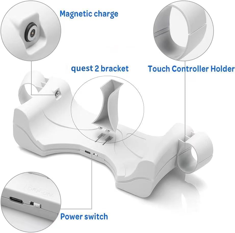 RGEEK Wall Charging Dock for Quest 2, Quest 2 Accessories Charging Station with LED Indicator, High Speed, Fast Charging Dock with Display Stand for Quest 2