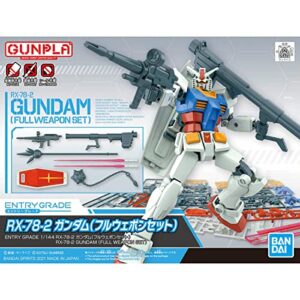 Bandai Hobby - Mobile Suit Gundam - 1/144 RX-78-2 Gundam (Full Weapons Set), Bandai Spirits Entry Grade Model Kit