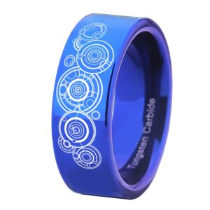 cloud dancer doctor who brand tungsten carbide ring - for men women wedding ring and engagement ring-free customized engraving (blue, 13)