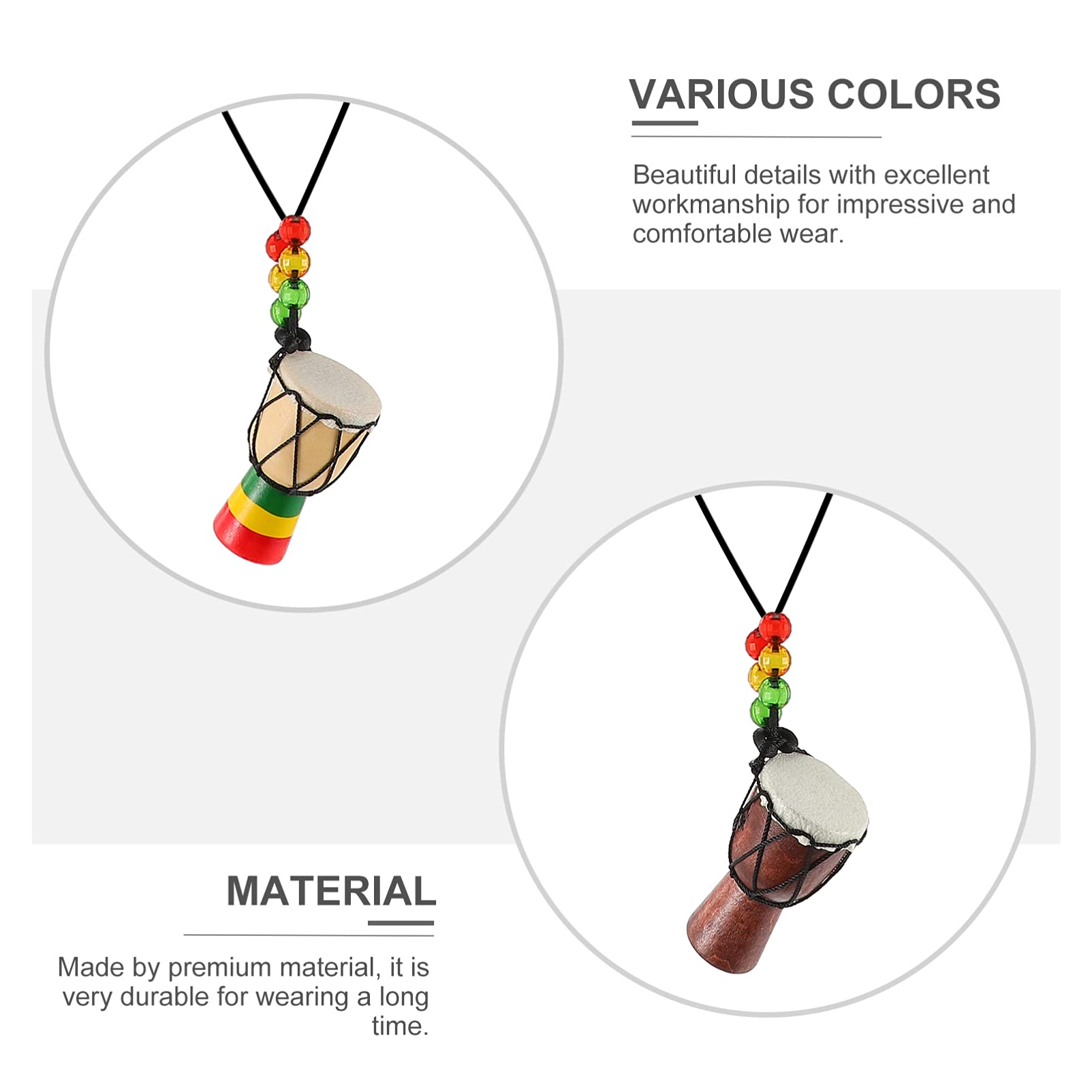 EXCEART 4pcs Musical Instrument Necklaces Pendant Miniature African Drum Djembe Drummer Musician Percussion Jewelry Drum Player Band