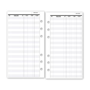 personal checkbook planner refill, 3.74 x 6.73 inches, pre-punched for 6-rings to fit filofax, lv mm, kikki k and other binders, 30 sheets per pack (vertical)