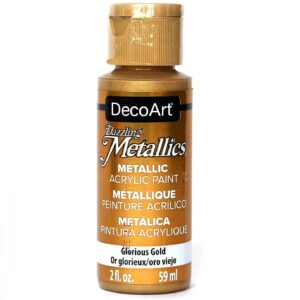 DecoArt Dazzling Metallics - 2 Ounce 4 Pack Glorious Gold Acrylic Paint Set Gold Metallic Acrylic Paint Art Supplies- Art Projects, Home Decor- E-book