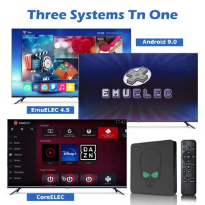 Kinhank Super Console X King Built-in 117,000+ Games, Mini Video Game Console Android 9.0/EmuELEC 4.5/CoreELEC 3 System in1, S922X Chip, Remote Control,2 Wireless Controller(256G)