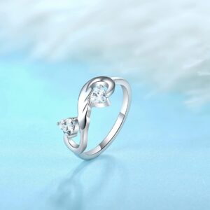 STARCHENIE Women's Infinity Promise Ring 925 Sterling Silver Angel Wing Feather Heart Ring Size 7