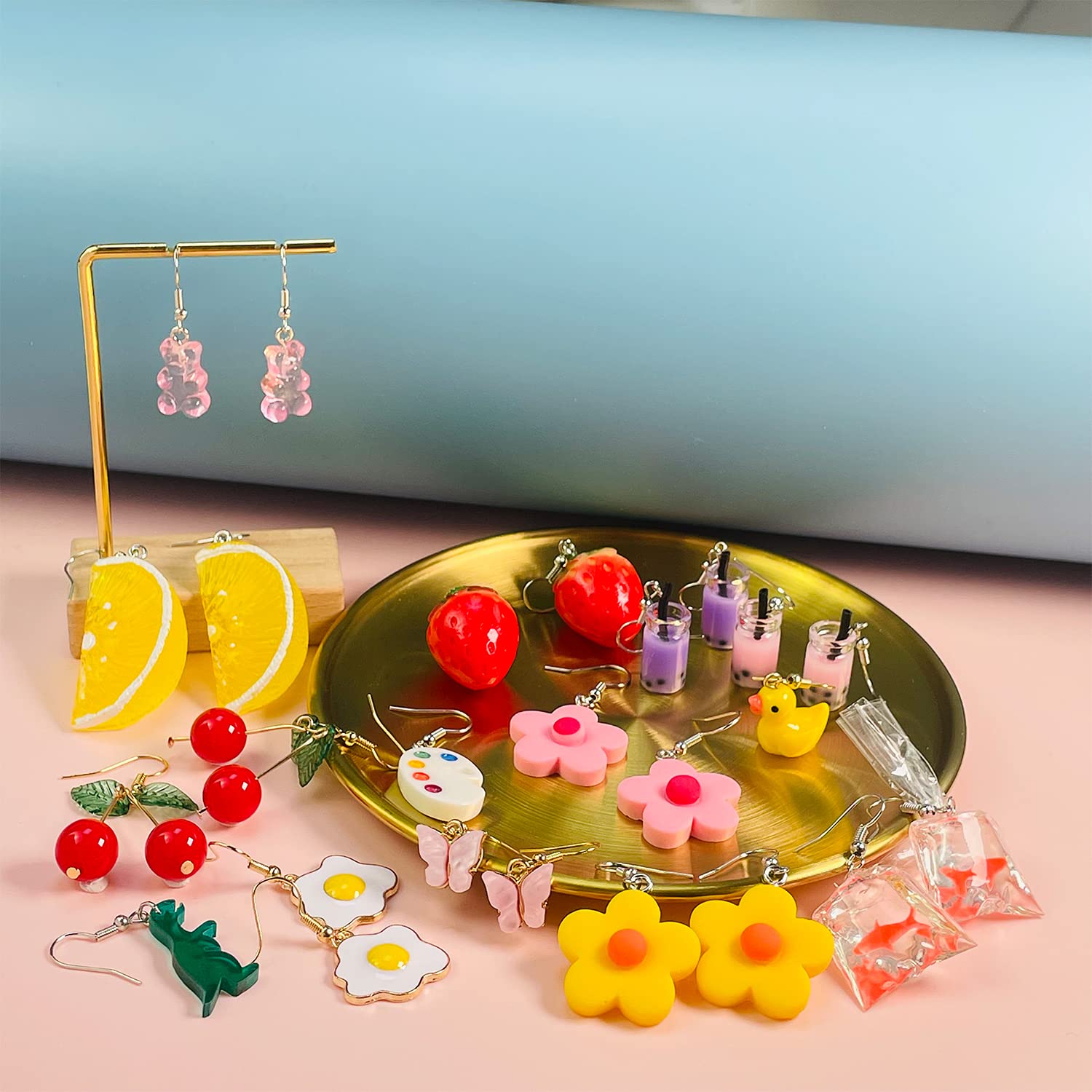 24 Pairs Weird Cute Cool Aesthetic Earrings Alt Accessories Kawaii Indie Funky Y2k Quirky Crazy Funny Novelty Silly Weirdcore Creative Packs Jewelry Set Multipack for Women