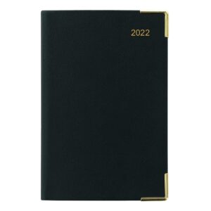 letts classic weekly planner, 12 months, january to december, 2022, week-to-view, gold corners, 4.25" x 2.75", black (c32ebk-22)