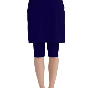 MAXE Women Swim Skirt with Legging Sun Protective UPF 50+ Swimming Tight Attached Skort Capris Navy Small