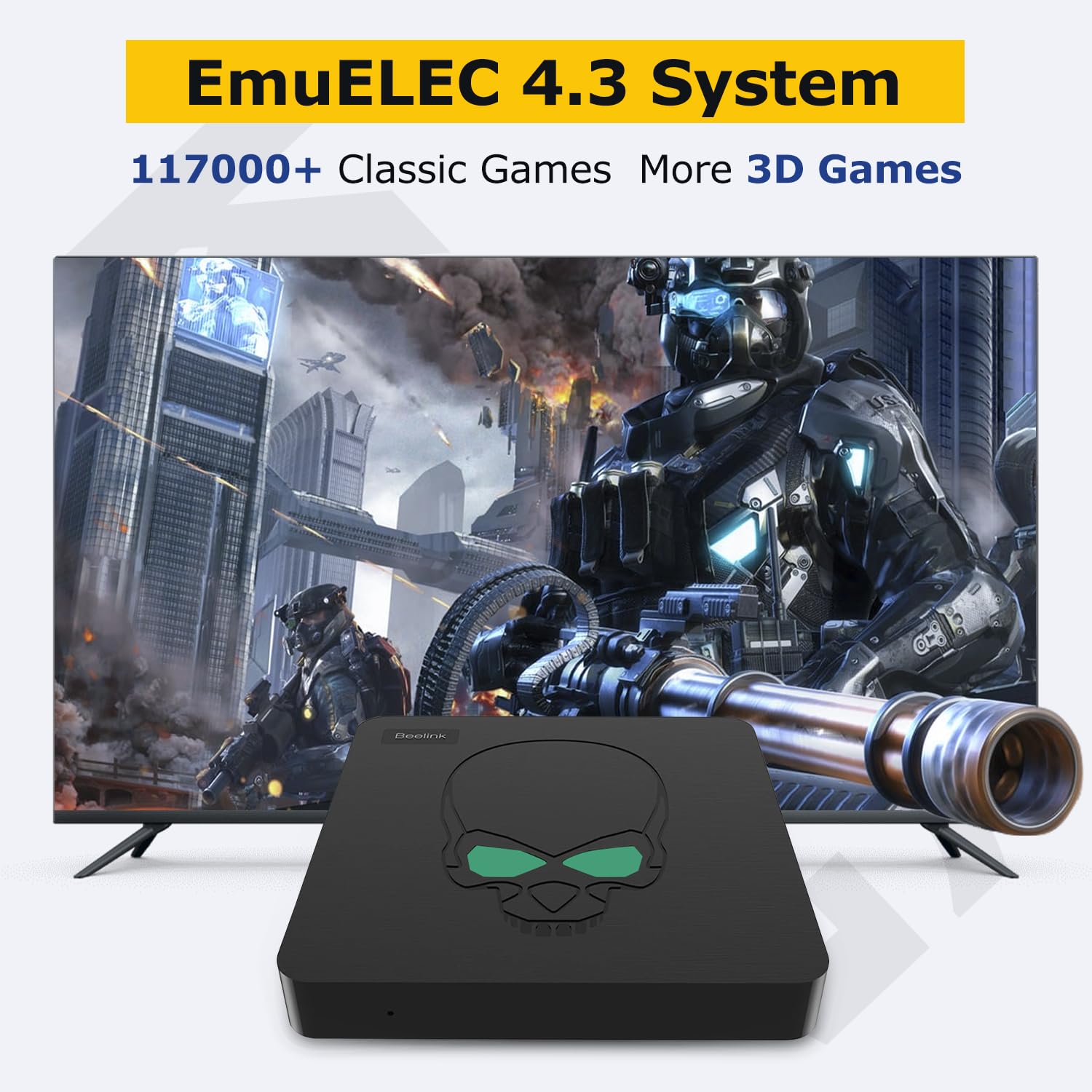 Kinhank Super Console X King Built-in 117,000+ Games, Mini Video Game Console Android 9.0/EmuELEC 4.5/CoreELEC 3 System in1, S922X Chip, Remote Control,2 Wireless Controller(256G)