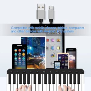 SURNUO Portable Roll Up 88 Keys Piano Keyboard with LCD Display, Digital Electric Hand Roll Piano Keyboard with 2000mAh Rechargeable Battery Christmas Gifts