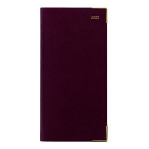 letts classic weekly/monthly planner, 12 months, january to december, 2022, week-to-view with appointments, gold corners, horizontal, 6.625" x 3.25", burgundy (c32sby-22)