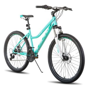 hh hiland 26 inch womens mountain bike, with step-through frame, 21 speeds, suspension fork mtb, bicycle for women men adult green