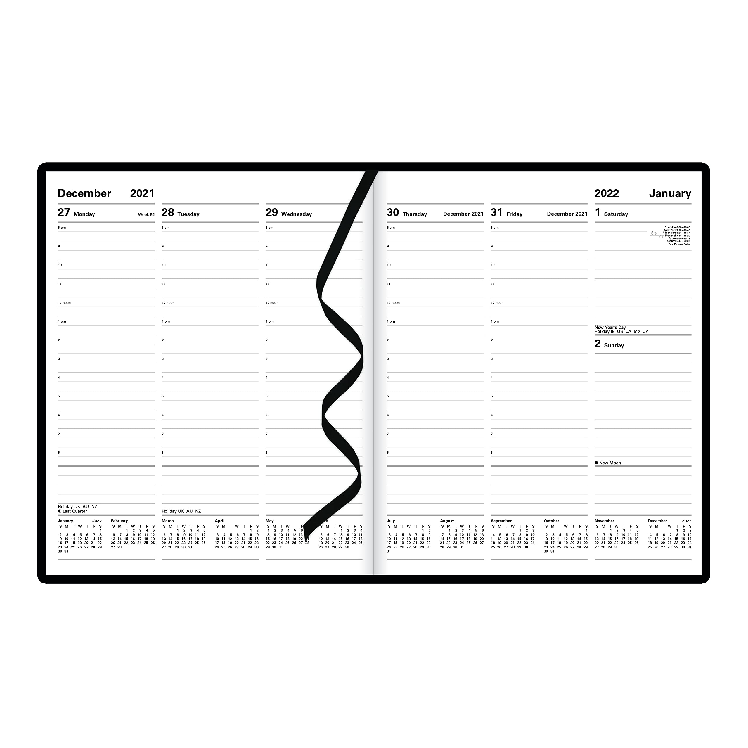 LETTS Classic Weekly Planner, 12 Months, January to December, 2022, Week to View with Appointments, Gold Corners, 10.25" x 8.25", Black (C32YIBK-22)