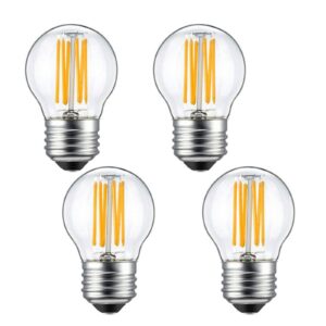 ydjoo g45 led edison bulb dimmable 6w led filament light bulb 60w equivalent warm white 2700k clear glass e26 base decorative vintage globe bulb for pendent chandelier home lighting, ac110v(4 pack)