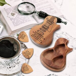 Custom Guitar Pick Holder with 3 Pcs Wooden Guitar Picks, Personalized Guitar Pick Case Box, Engraved Name,Text,Customized Gift for Dad,Husband,Boyfriend,Son,Friends