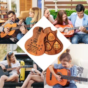 Custom Guitar Pick Holder with 3 Pcs Wooden Guitar Picks, Personalized Guitar Pick Case Box, Engraved Name,Text,Customized Gift for Dad,Husband,Boyfriend,Son,Friends