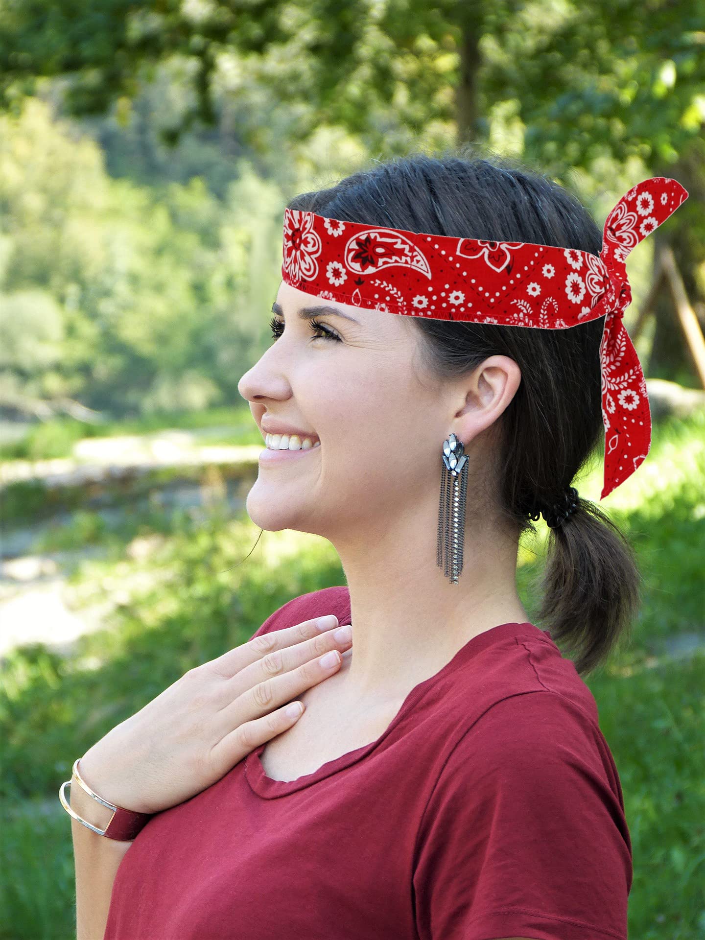 Iconikal Gel Cooling Head Band, Red and Blue Paisley, 4-Pack