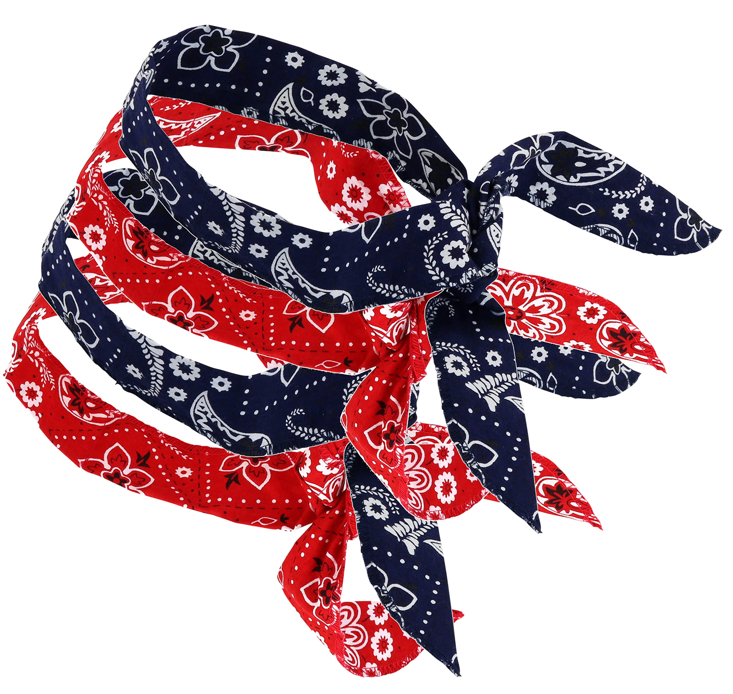 Iconikal Gel Cooling Head Band, Red and Blue Paisley, 4-Pack