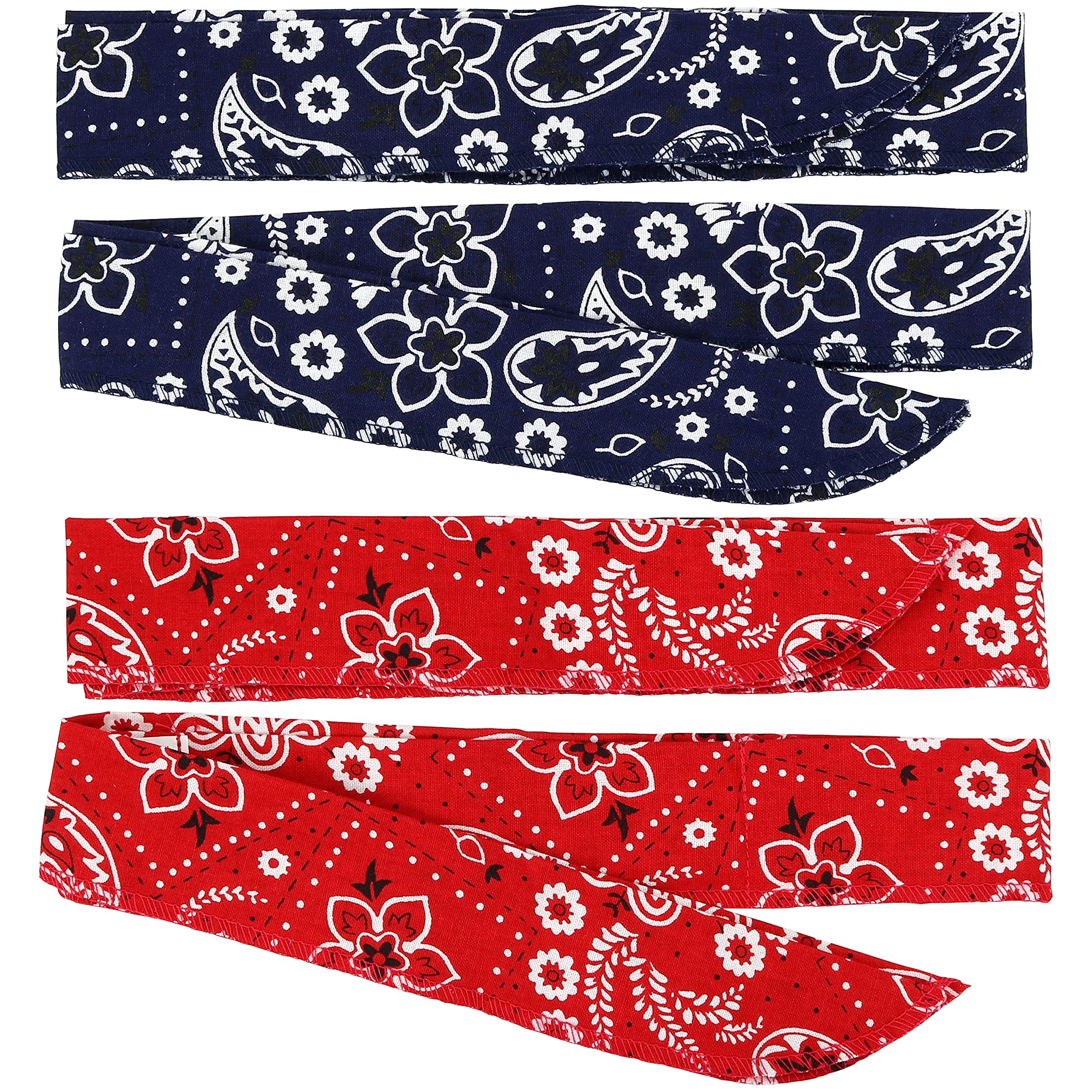 Iconikal Gel Cooling Head Band, Red and Blue Paisley, 4-Pack