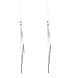 sluynz 925 sterling silver dangle earrings tassel for women elegant dangling earrings chain threader earrings (t/silver)