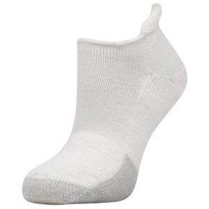 thorlos unisex tennis maximum cushion rolltop socks 3 pair pack, white, large, with helicase sock rings