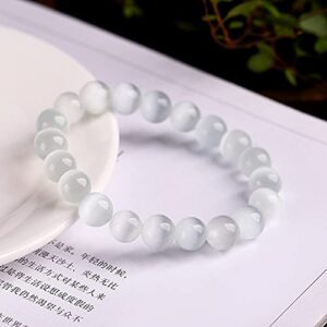 COLORFUL BLING Natural Powerful Selenite Bracelet Healing Crystal Energy Stone Concentration Spirituality Handmade Fashion Jewelry Gift for Women- 8mm