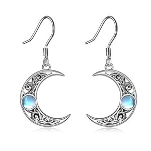 poplyke moonstone earrings for women crescent moon sterling silver celtic irish jewelry hypoallergenic gifts for girl mother daughter sister