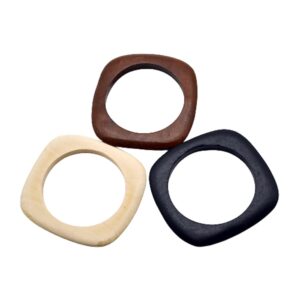 colorful bling round diy natural wooden large bangles handmade ethnic wood cuff bracelet vintage simple round natural wooden chunky bracelet jewelry for women - style c 3pcs