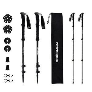 retrospec solstice hiking poles for men & women - adjustable and collapsible lightweight walking & trekking sticks - aluminum w/cork or foam grip