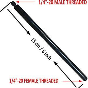 Metal Extension Rod Tripod Extension Tube Lightweight Pole Extender Accessory - with 1/4"-20 Female Threaded and 1/4"-20 Male Threaded for Tripod Stabilizer for Gopro DSLR & SLR Cameras