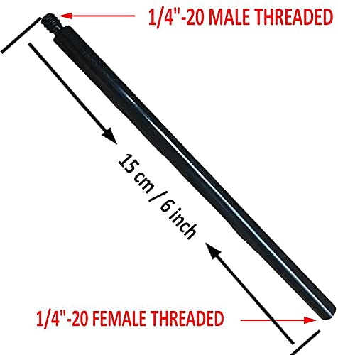 Metal Extension Rod Tripod Extension Tube Lightweight Pole Extender Accessory - with 1/4"-20 Female Threaded and 1/4"-20 Male Threaded for Tripod Stabilizer for Gopro DSLR & SLR Cameras