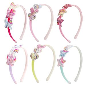 fishdown girls glitter headbands toddler sequin head bands with teeth non-slip glitter headband hairband for girls and kids(6pcs)