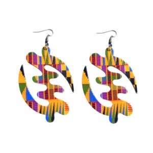 gye nyame wood earrings (multi-color)