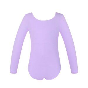 Phineein Girls Long Sleeve Team Basic Leotards For Kids (4-6years, Lavender)