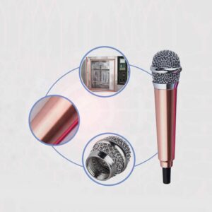 Galand Mini Portable Vocal/Instrument Microphone,3.5mm Condenser Microphone Phone Karaoke Mic with Stand for iPhone Android Rose Red