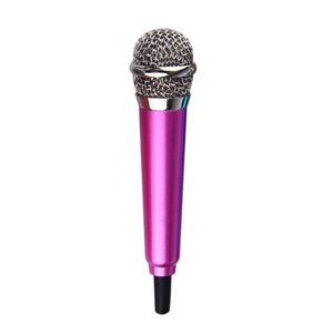 galand mini portable vocal/instrument microphone,3.5mm condenser microphone phone karaoke mic with stand for iphone android rose red